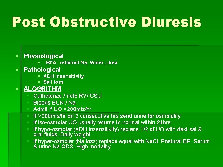 Overview of obstructive uropathy DR I O LAWAL
