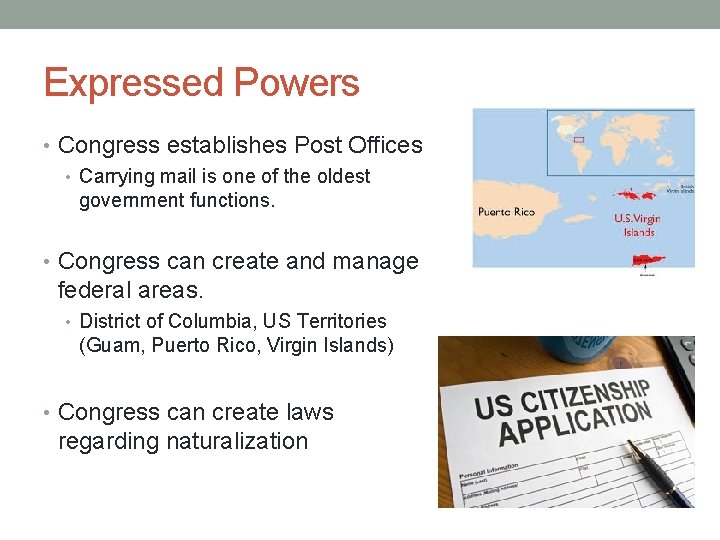 POWERS OF CONGRESS Bell Ringer Give two examples