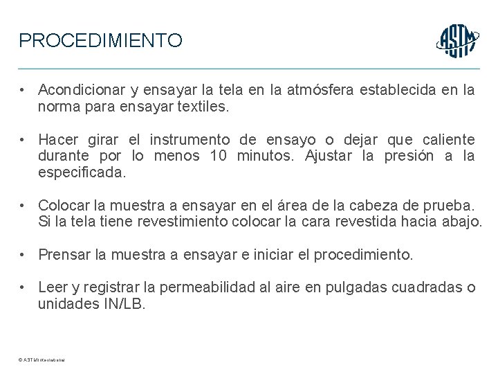ASTM D 737 PERMEABILIDAD AL AIRE Este mtodo