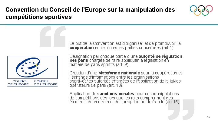 Les manipulations de comptitions Cette prsentation et son