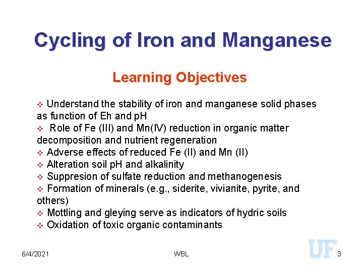 Institute of Food and Agricultural Sciences IFAS Biogeochemistry