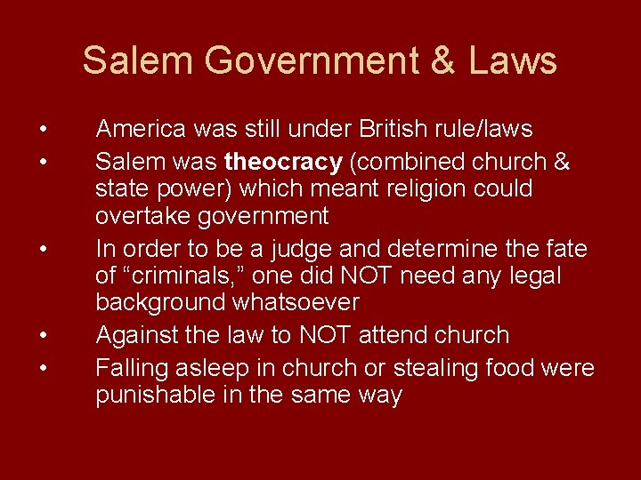 The Salem Witch Trials The Crucible Daily Life