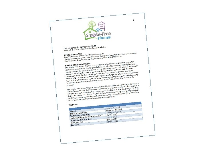 Implementing the SmokeFree Homes Program through 2 1