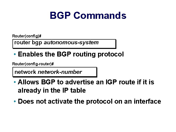BGP Overview Autonomous System Internet Service Provider BGP