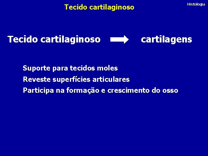 Histologia Tecido cartilaginoso cartilagens Suporte para tecidos moles