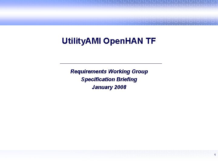 Utility AMI Open HAN TF Requirements Working Group