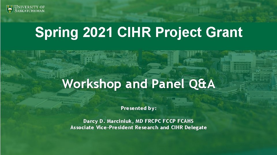Spring 2021 CIHR Project Grant Workshop and Panel