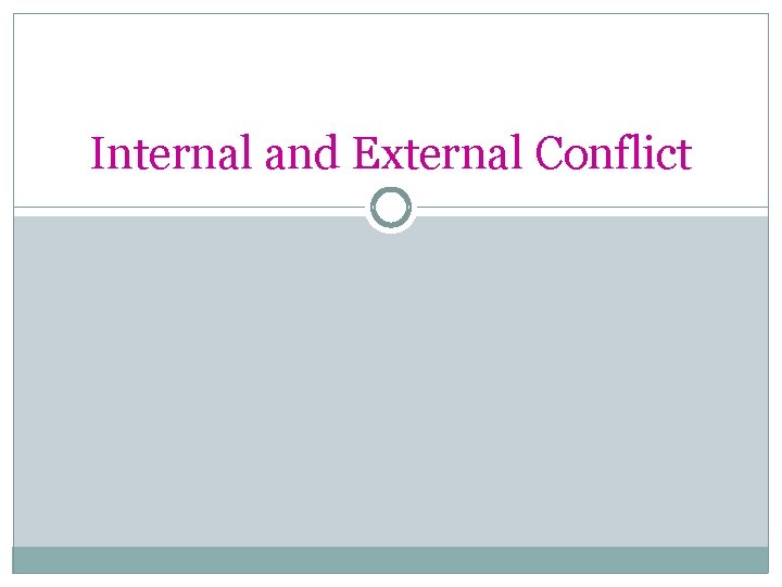 Internal and External Conflict What is Conflict A