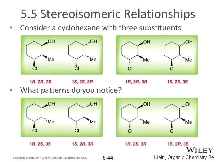 Chapter 5 Stereoisomerism Copyright 2015 John Wiley Sons