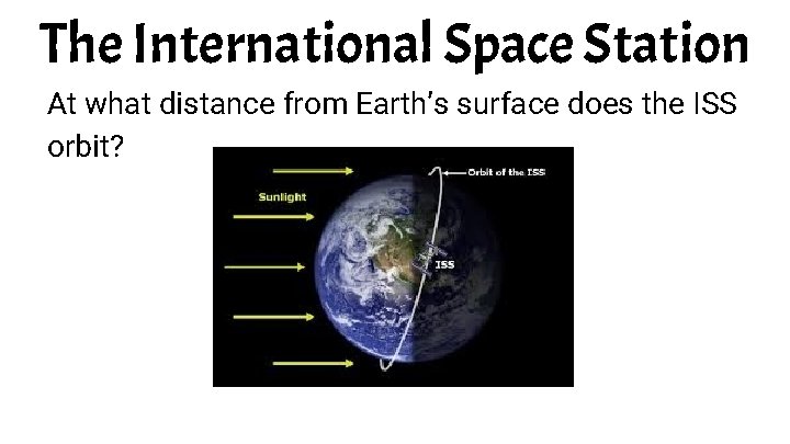 The International Space Station The International Space Station