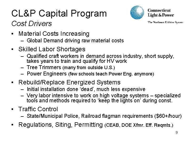 CLP Distribution Capital Investment Program Resource Allocation Under
