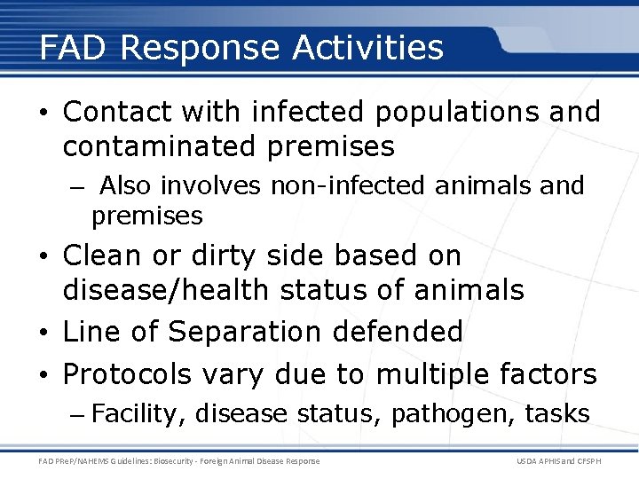 Biosecurity Foreign Animal Disease Response Adapted from the