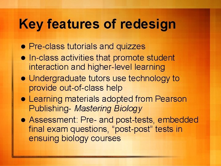 UA Introductory Biology Redesign Final report Lisa Elfring