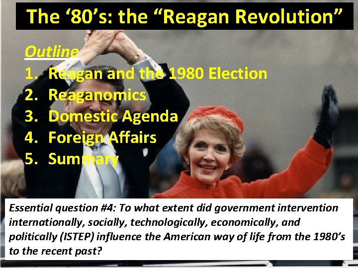 The 80s the Reagan Revolution Outline 1 Reagan