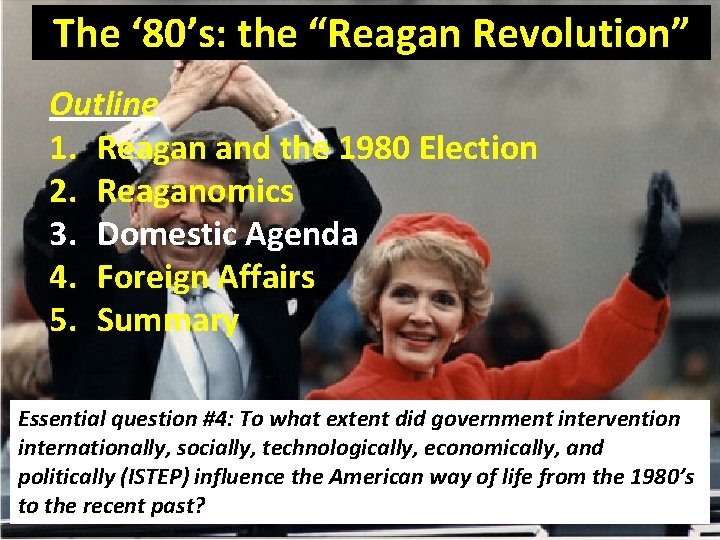 The 80s the Reagan Revolution Outline 1 Reagan