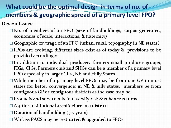 Role of FPOs in Doubling Farmers Income The