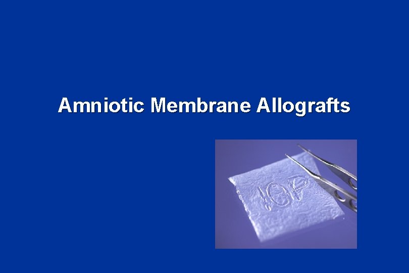 Processed Amniotic Membrane Allografts Amniotic Membrane Allografts What