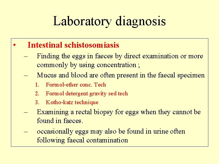 The Blood fluke The Schistosomes Outline General feature