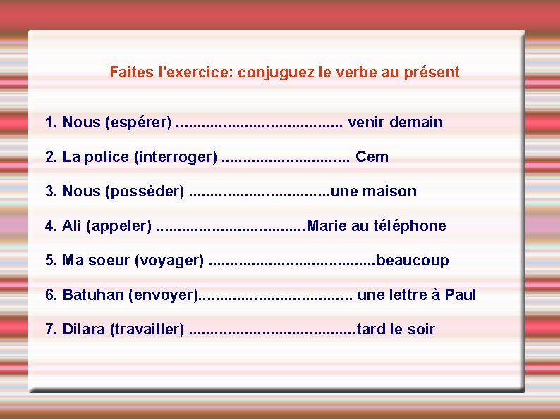 Les verbes en ER Que constatezvous Infinitif couter