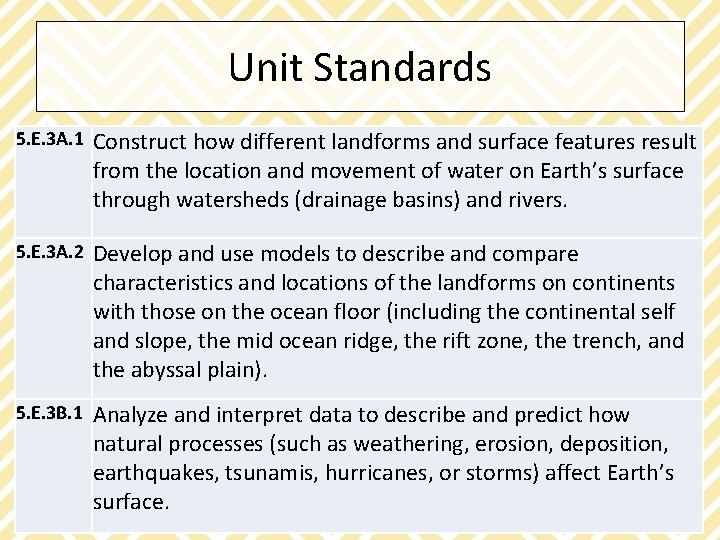 Landforms Unit Standards 5 E 3 A 1