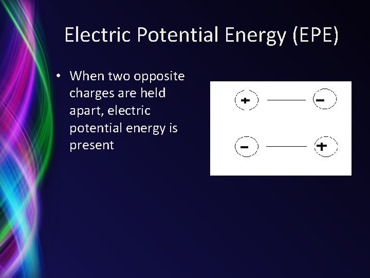 Electric Potential Energy Vocabulary Review Potential Energy PE