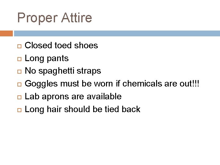 SAFETY IN THE LABORATORY Laboratory Breakdown 25 overall
