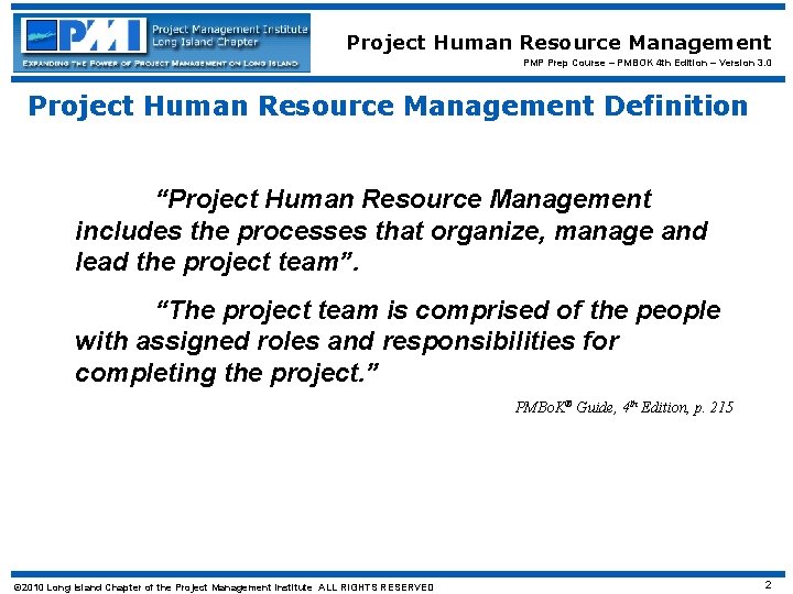 Project Human Resource Management PMP Prep Course PMBOK