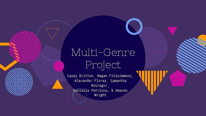 MultiGenre Project Casey Britton Megan Fitzsimmons Alexander Florez