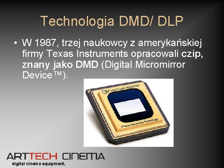 digital cinema equipment Od fotochemii do bitw i