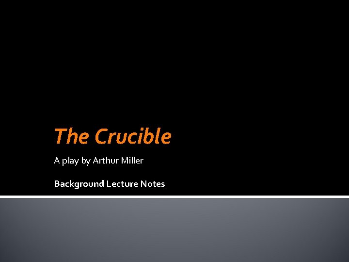 The Crucible A play by Arthur Miller Background