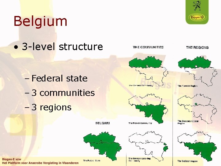 Biogas in Belgium a SWOT analysis Bruno Mattheeuws