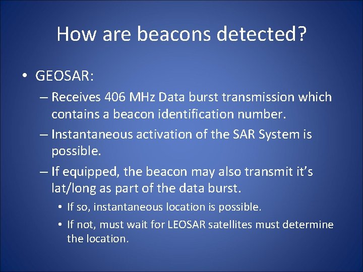 SARSAT System Minnesota Wing Air Branch Director Course