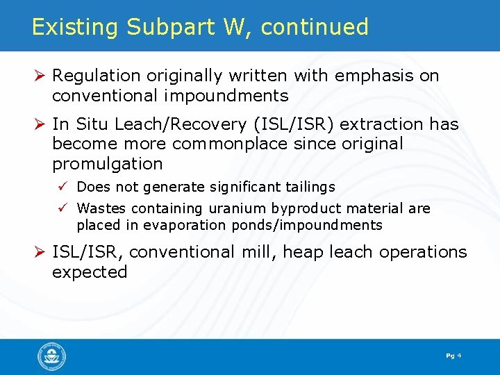 U S EPA Regulations Review Update Subpart W