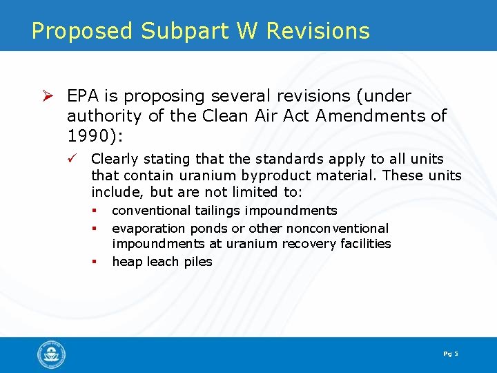 U S EPA Regulations Review Update Subpart W