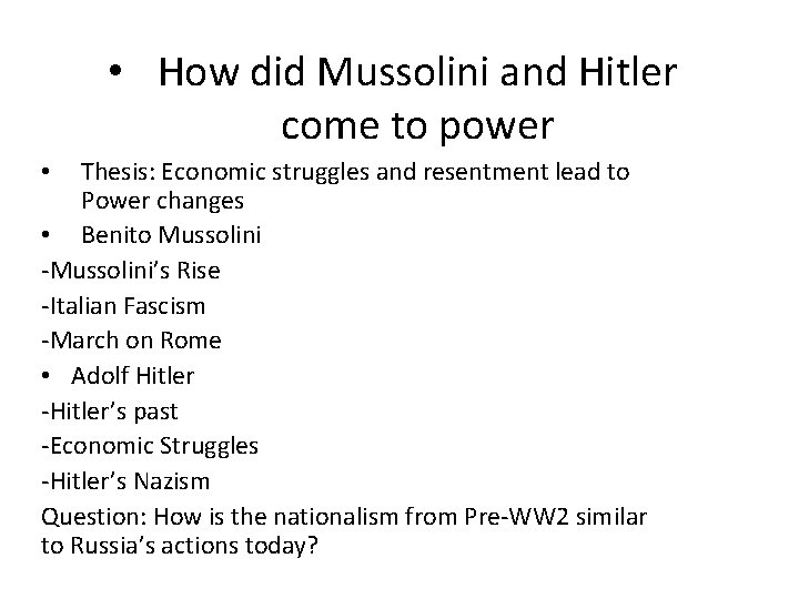 How did Mussolini and Hitler come to power