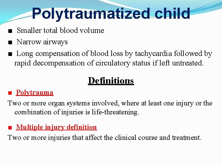 Poly traumatized child Birth trauma By Dr Ahmed
