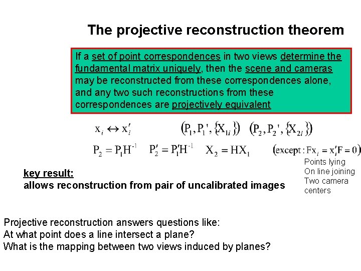 3 D reconstruction class 11 Multiple View Geometry