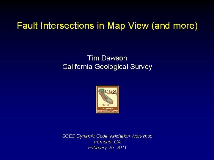 Fault Intersections in Map View and more Tim