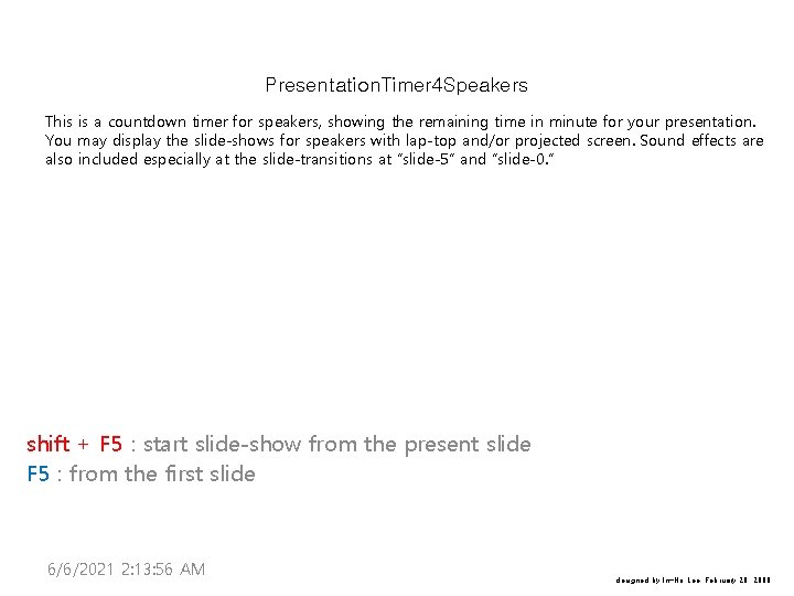 Presentation Timer 4 Speakers This is a countdown