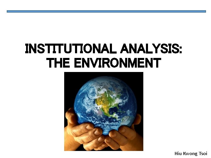 INSTITUTIONAL ANALYSIS THE ENVIRONMENT Hiu Kwong Tsoi The
