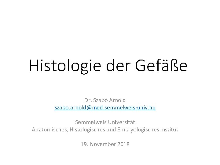 Histologie der Gefe Dr Szab Arnold szabo arnoldmed