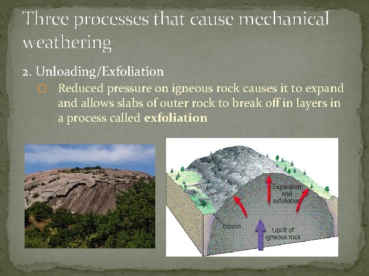 Weathering Weathering the breaking down and changing of
