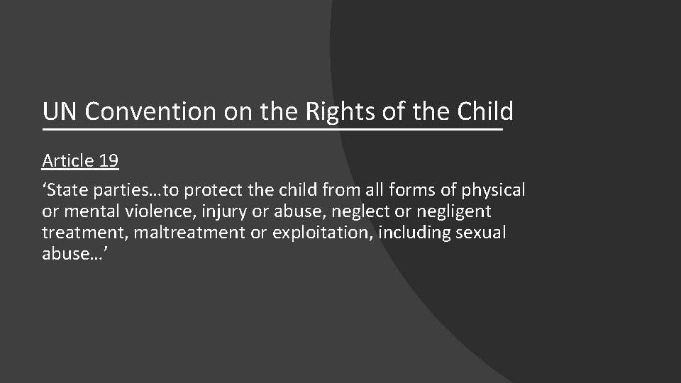Different Types of Child Abuse UN Convention on