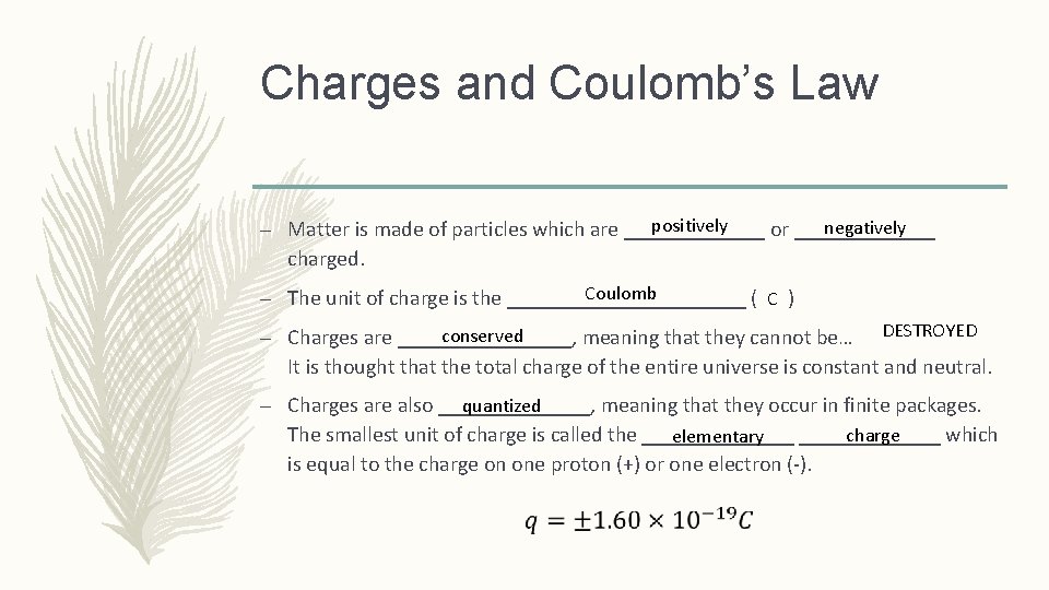 Physics Electrostatics Charges and Coulombs Law Charges and