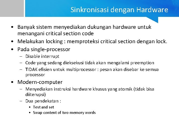 Sinkronisasi Proses Materi Latar Belakang Masalah Critical Section