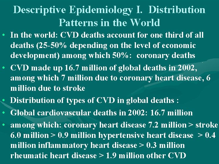 EPIDEMIOLOGY OF CARDIOVASCULAR DISEASE CVD Public Health February