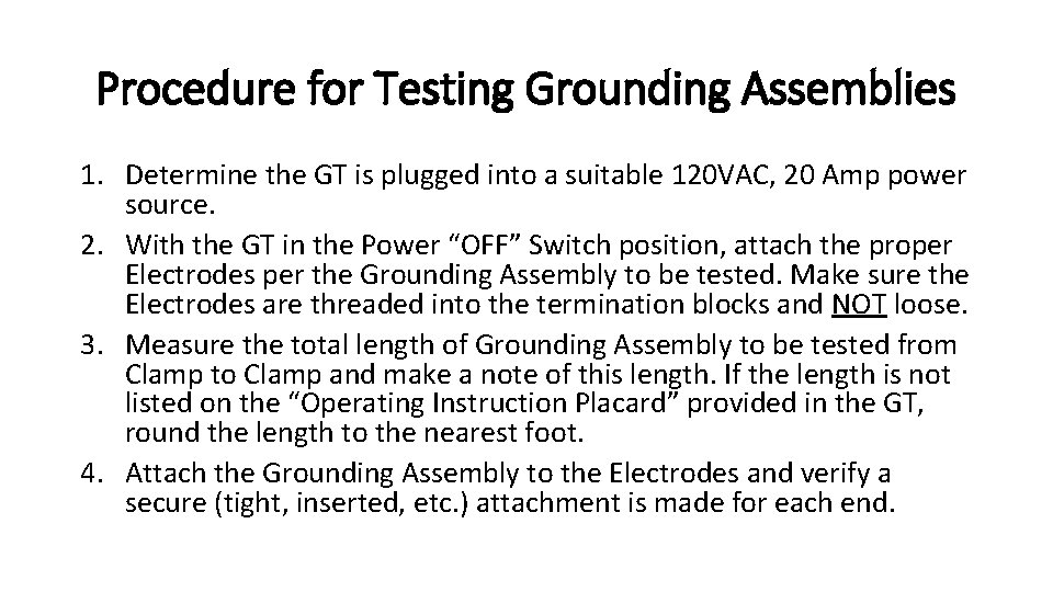 Grounds Tester GT 400 or GT 600 Overview