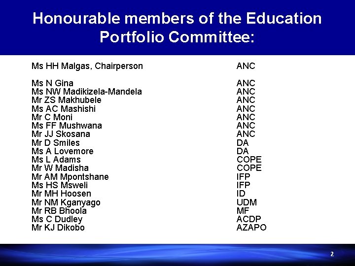 Presentation to Parliament ELRC Budget ThreeYear Strategic Plan