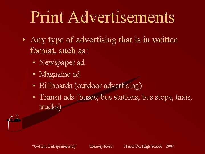 Parts of a Print Advertisement Advertising Lesson 2