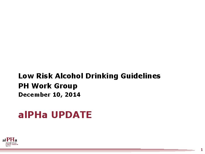Low Risk Alcohol Drinking Guidelines PH Work Group